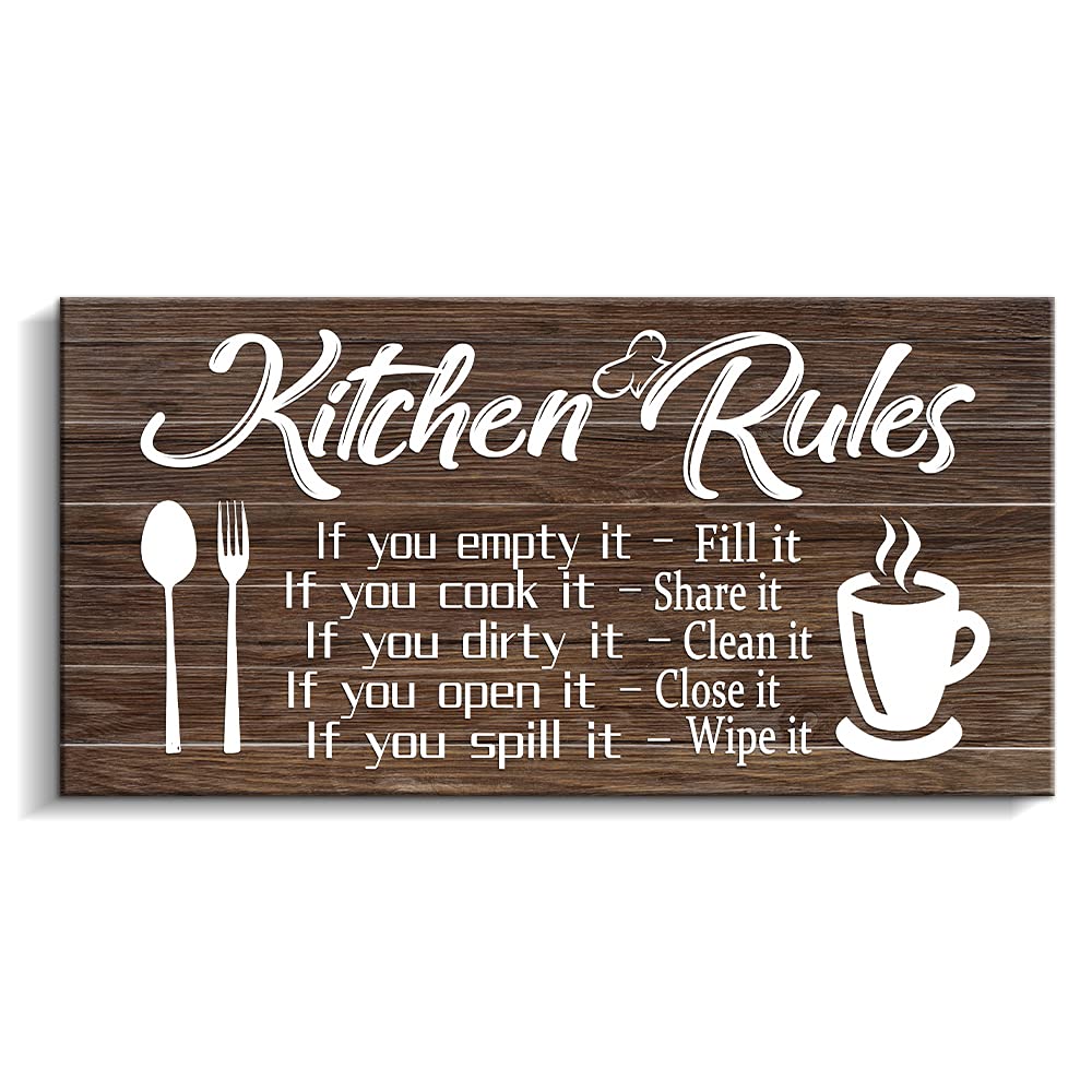 New goods listing Learn more about us Kitchen Rules Wall Decor Rustic ...
