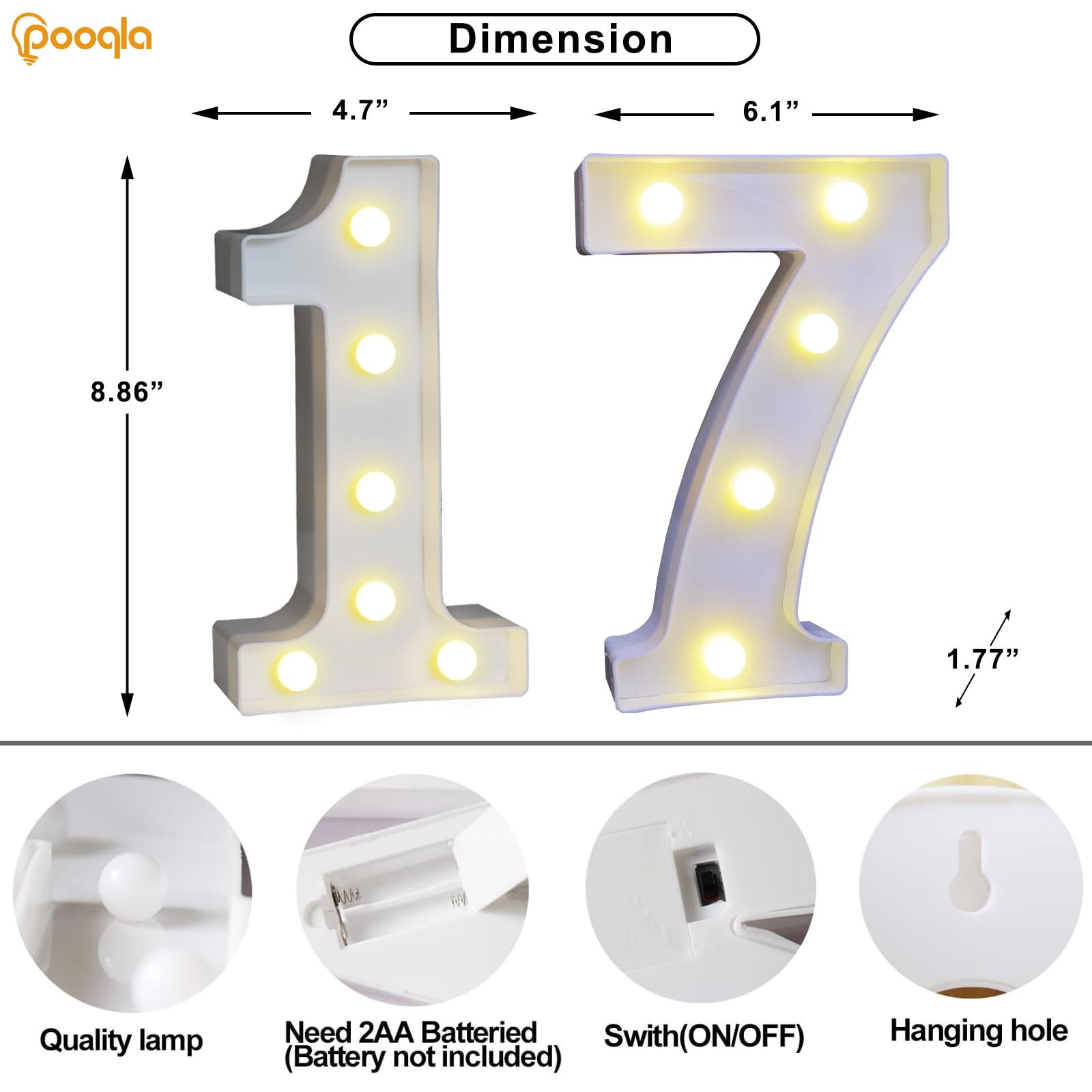 Snapklik.com : Pooqla Decorative Led Light Up Number Letters, White ...