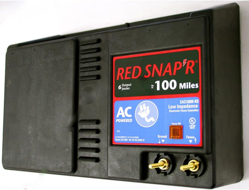 Amazon.com : Red Snap'r EAC100M-RS 100-Mile AC Low Impedance Fence ...