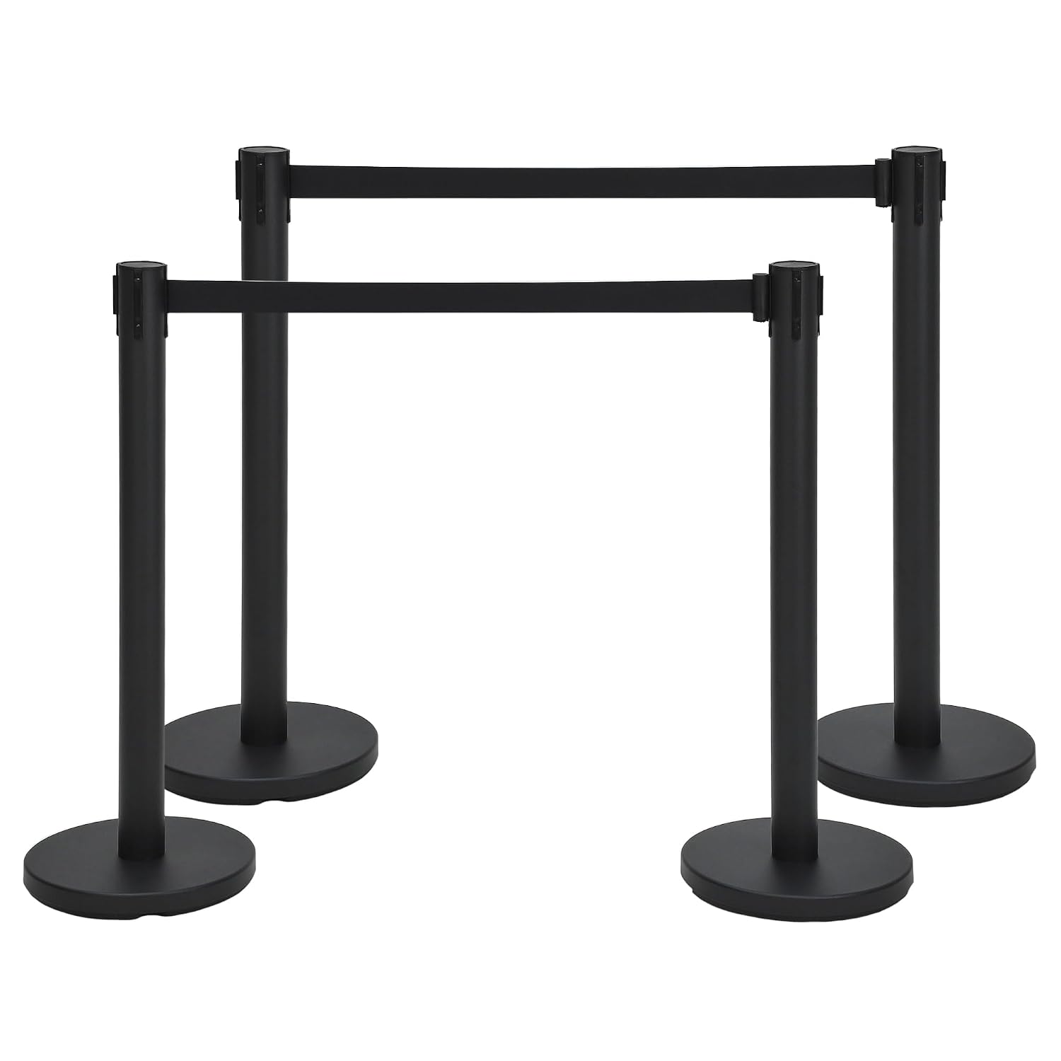 Crowd Control Stanchion Set, 4 Pack Black Stanchions with 6.6Ft Sturdy ...
