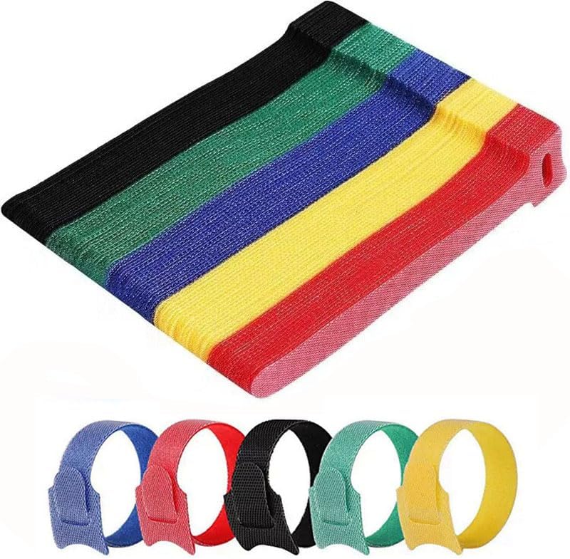Reusable Cable Ties, 100pcs Adjustable Releasable Hook and Loop Cable ...