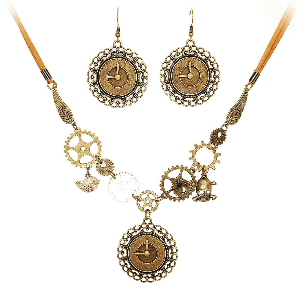 Amazon.com: Juland Steampunk Gears Pendant Statement Necklace Vintage ...