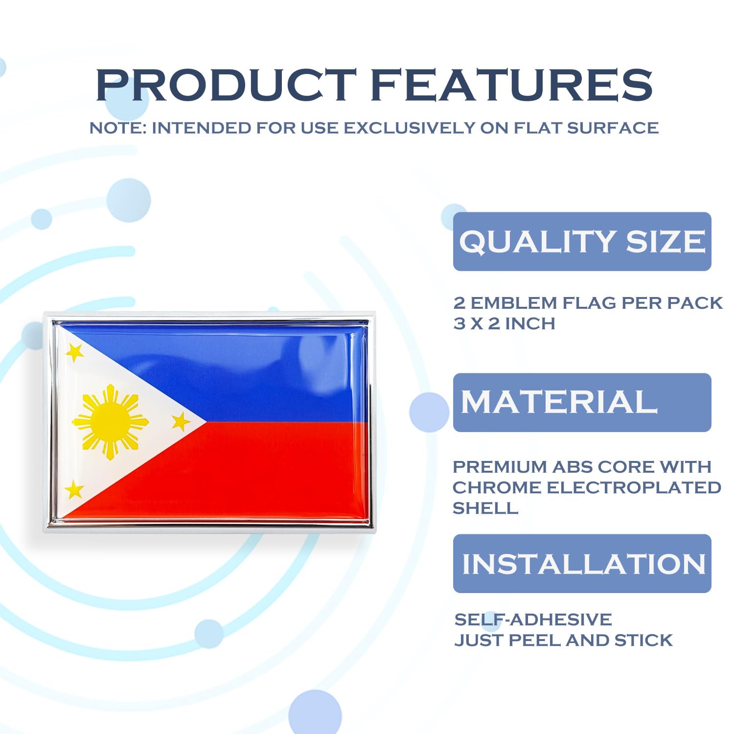 Car Flags - 2 Pack 3x2 Inch Chrome Filipino Car Emblems Philippines ...