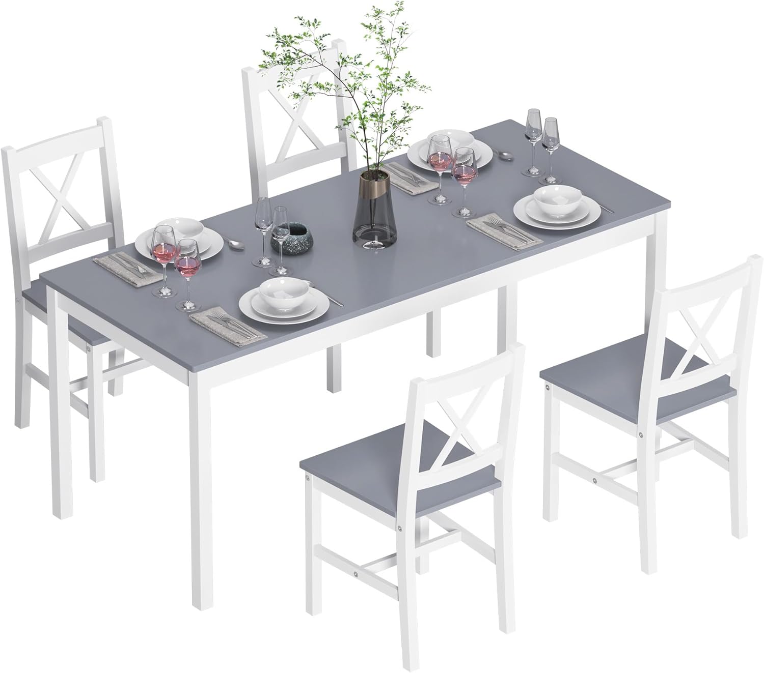 Amazon.com - SogesPower Dining Table Set for 4, 5-Piece Wood Kitchen ...