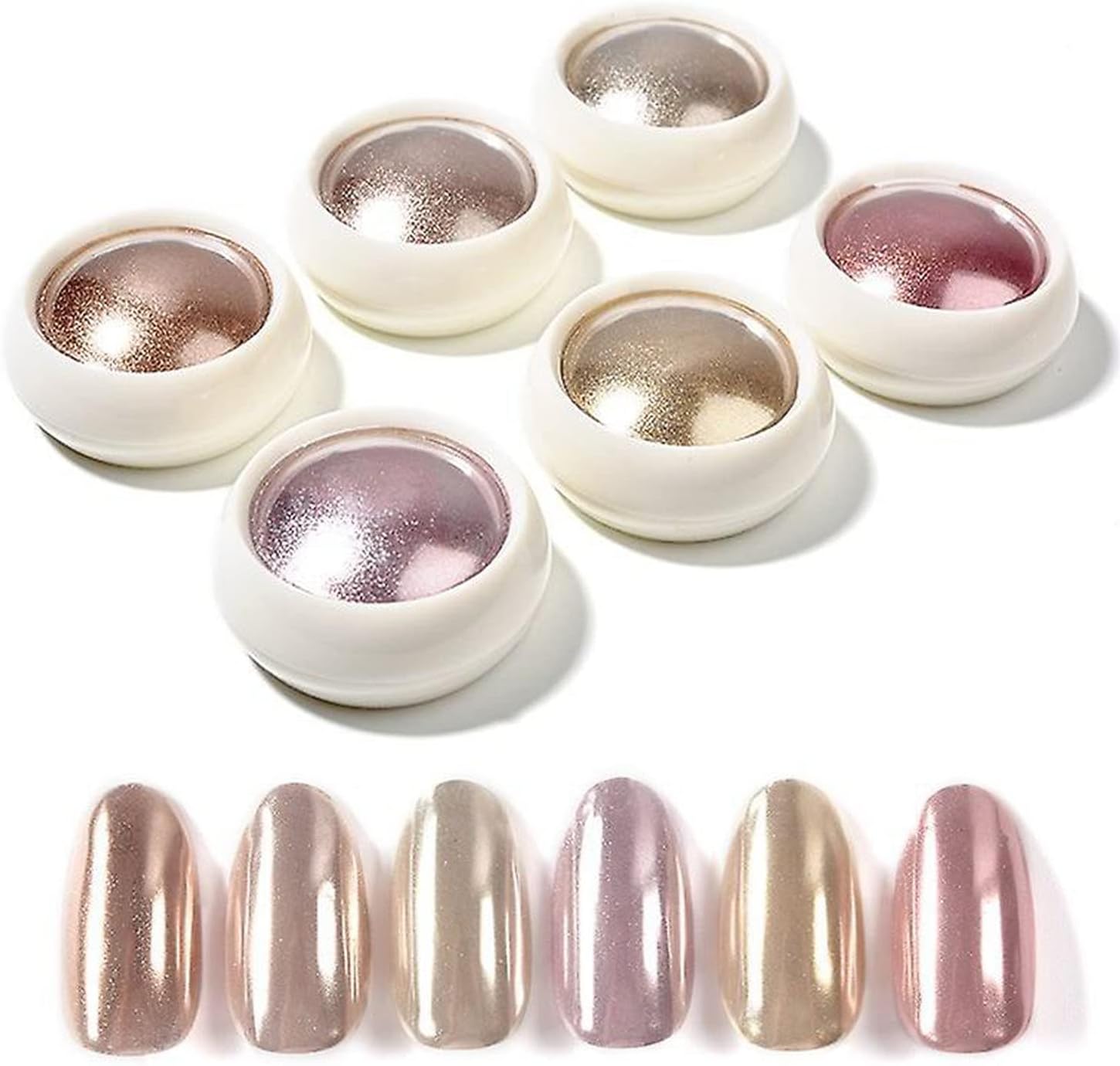 Amazon.com: Chrome Powder Set - 6 Colours Rose Gold Chrome Nail Powder ...