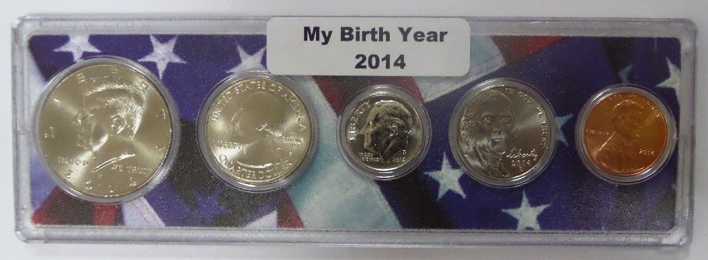 2014-5 Coin Birth Year Set in American Flag Holder Uncirculated at ...