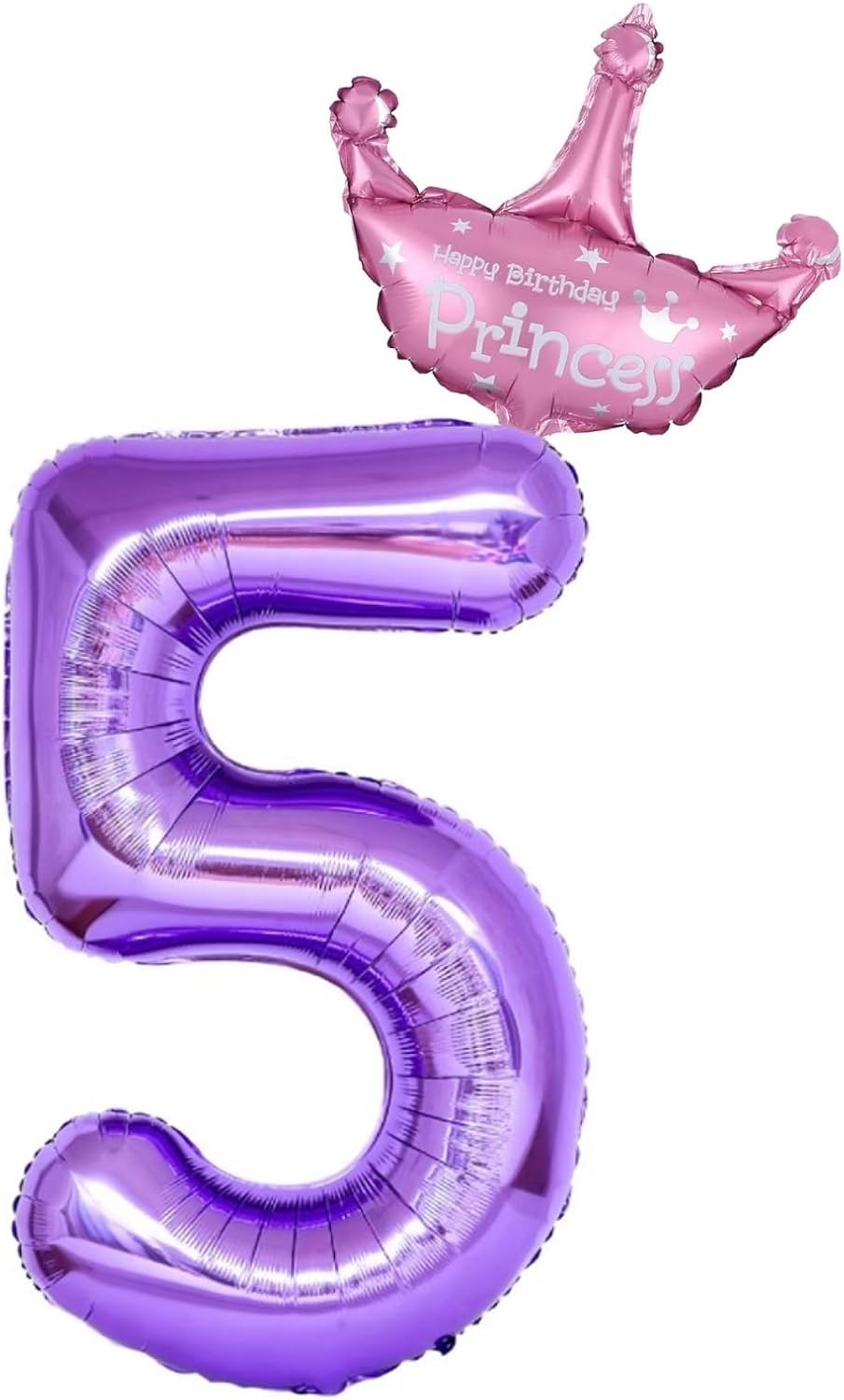 Amazon.com: 40 Inch Purple Number 5 Balloons With Princess Crown ...