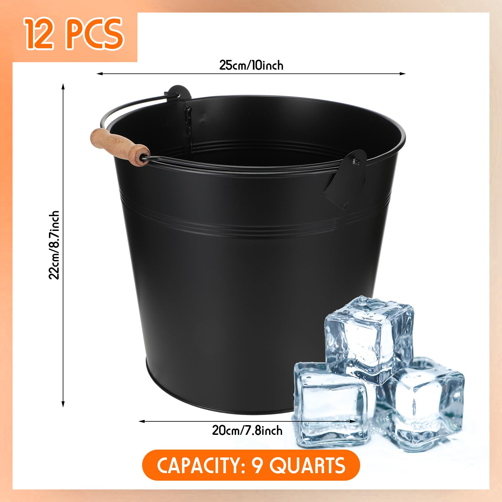 Didaey 12 Pcs Large Galvanized Metal Buckets with Handle 10 Inch Heavy ...