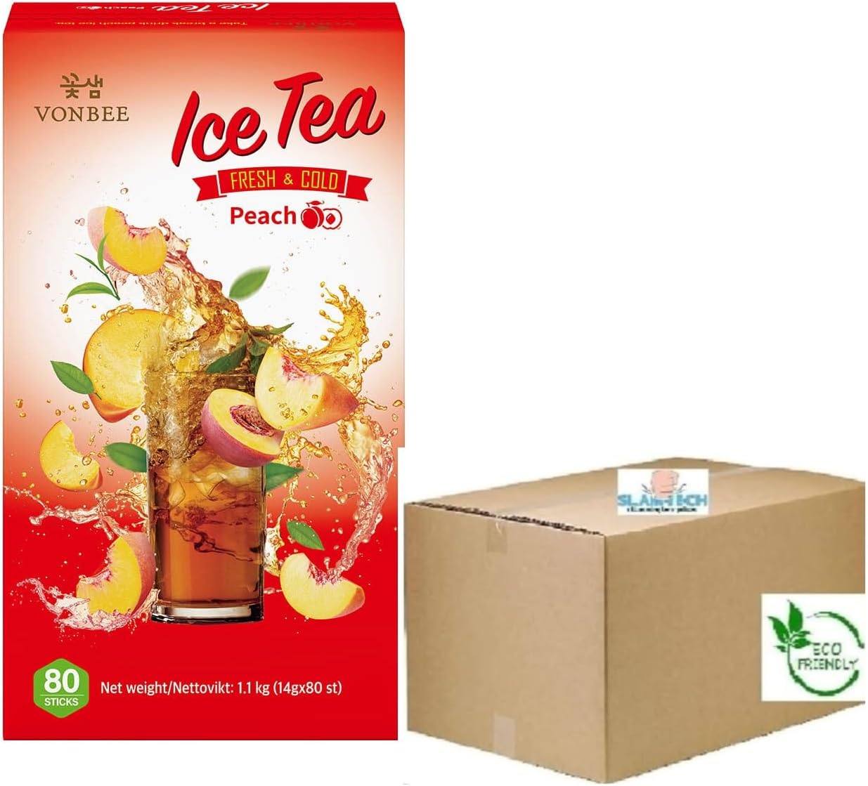 Vonbee Peach Ice Tea Sachets, 80 x 14g Boxed Slamtech : Amazon.co.uk ...