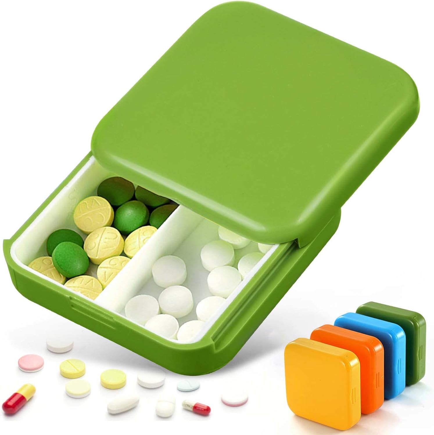 Amazon.com: Daily Pill Organizer for Travel,SZREDU 2 Compartments Pill ...