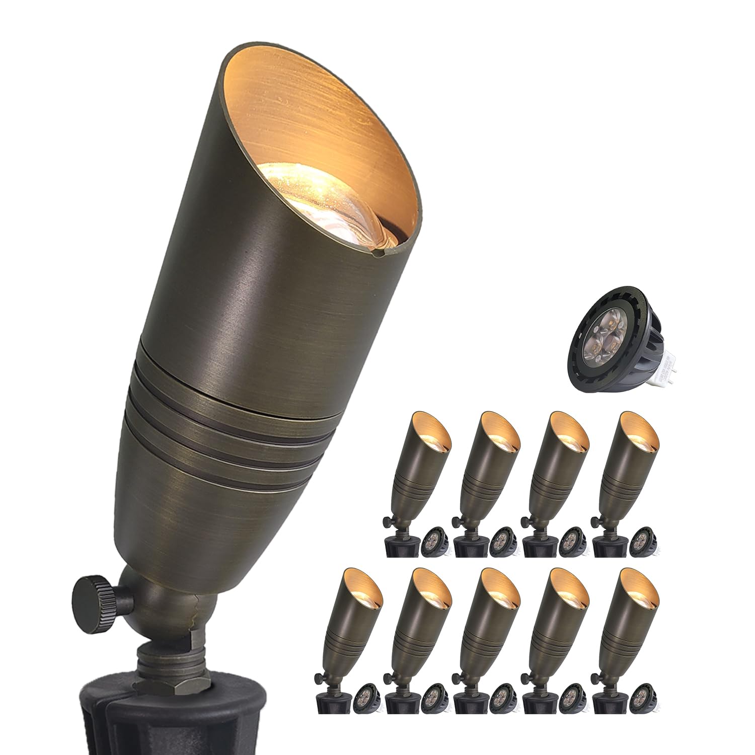 COLOER Die-cast Brass Landscape Spotlights, 10 Pack Landscape Light ...