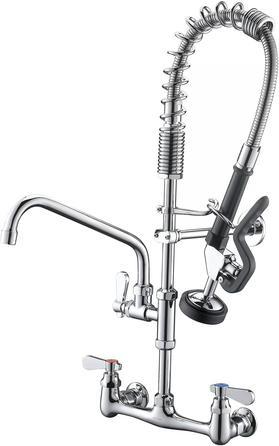 BLYLUND Commercial Kitchen Faucet with Pre-Rinse Sprayer - Wall Mount ...
