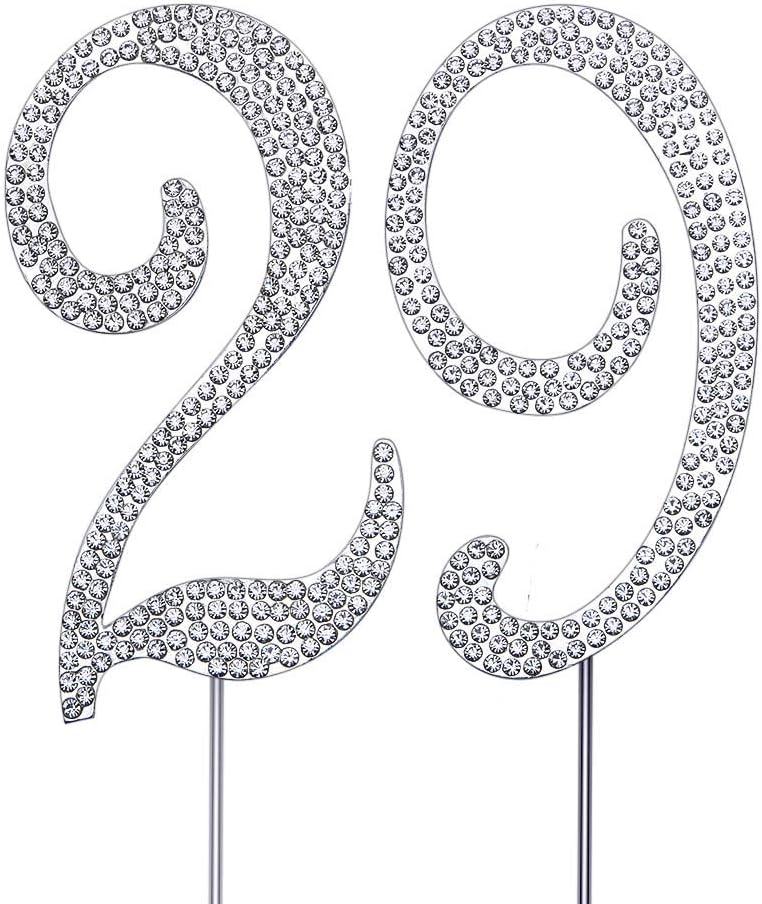 Amazon.com: MAGJUCHE Silver 29" Crystal Cake Topper, Number 29 ...