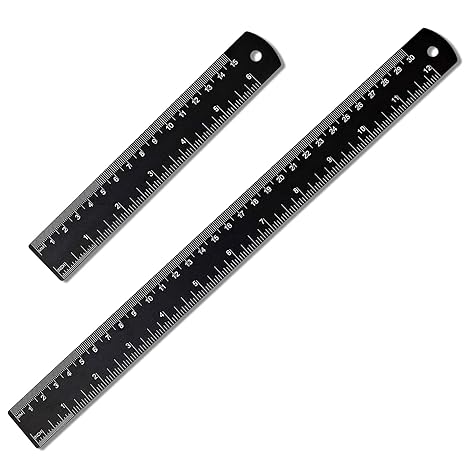 Metal Ruler 30cm 15cm, 2 Pack Long Shatterproof Rulers Black Straight ...