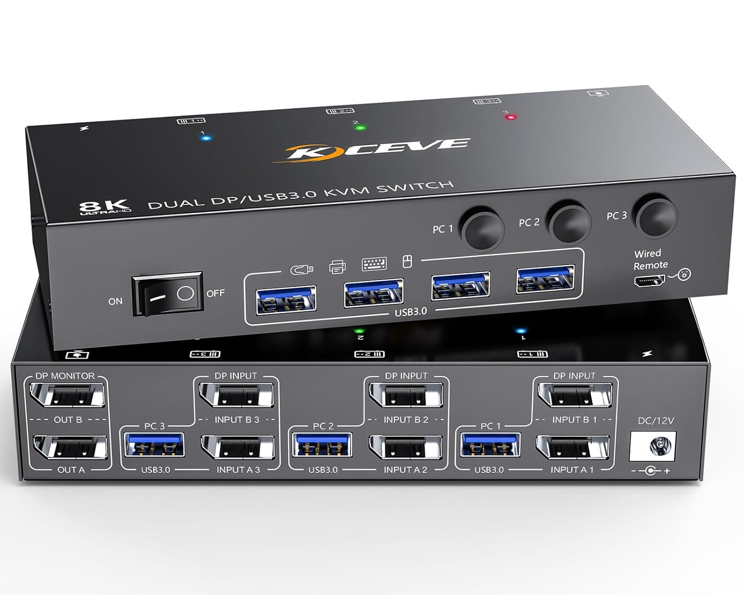 8K Displayport KVM Switch 2 Monitors 3 Computers 8K@60Hz 4K@144Hz ...