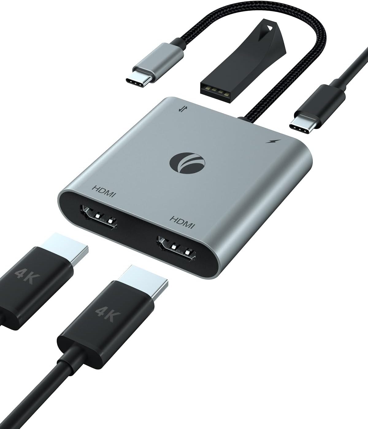Amazon | VCOM USB-C ドッキングステーション デュアルHDMI 2.0ポート変換アダプター（4K@60Hz対応）・MSTサポート 【USB-A 2.0+100W PD充電 ...