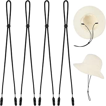 4 Pcs Adjustable Hat Strap Clips, Removable Hat Chin Cord Anti-Lost Cap ...