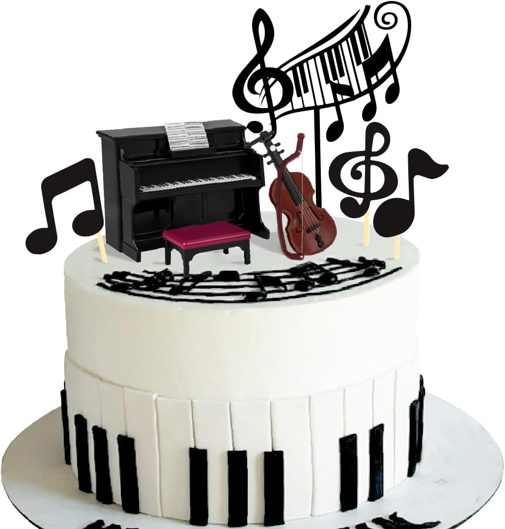 Amazon.com: Music Cake Toppers - Piano & Violin Cake Decorations Set ...