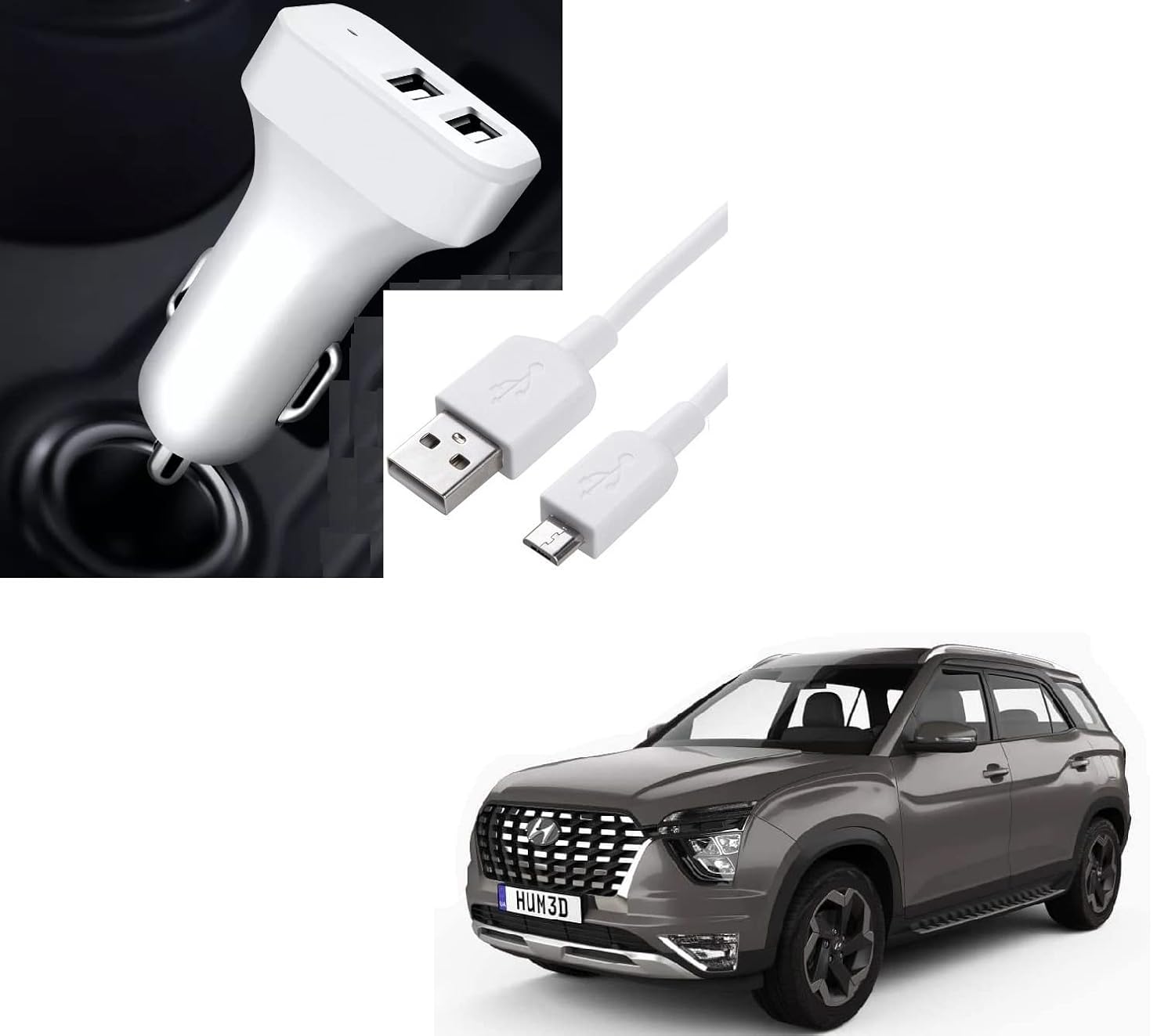 Auto Addict 2 Ports Fast Car Charger with Micro-USB Cable(Turbo Charger ...