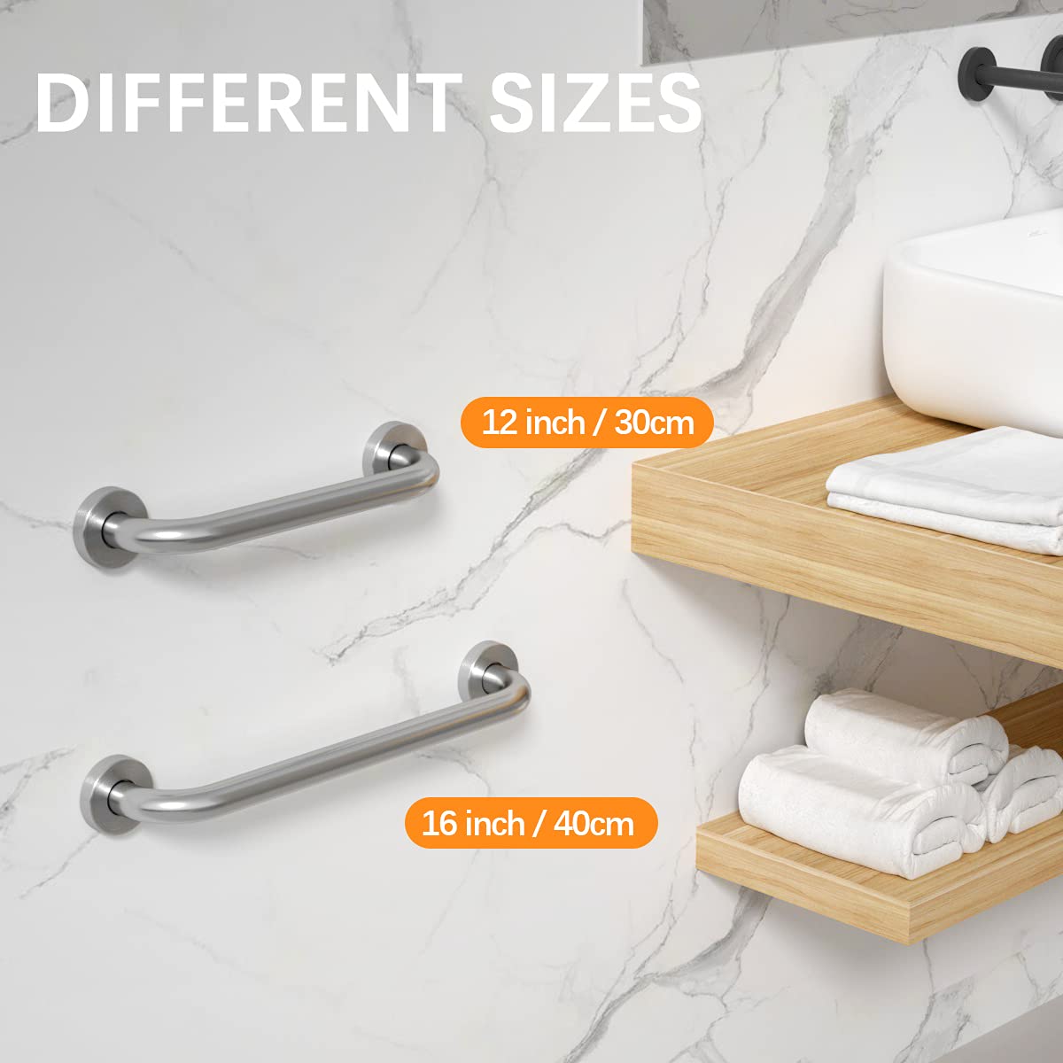 Snapklik.com : Brushed Nickel Grab Bar 16 Inch, Stainless Steel Safety ...