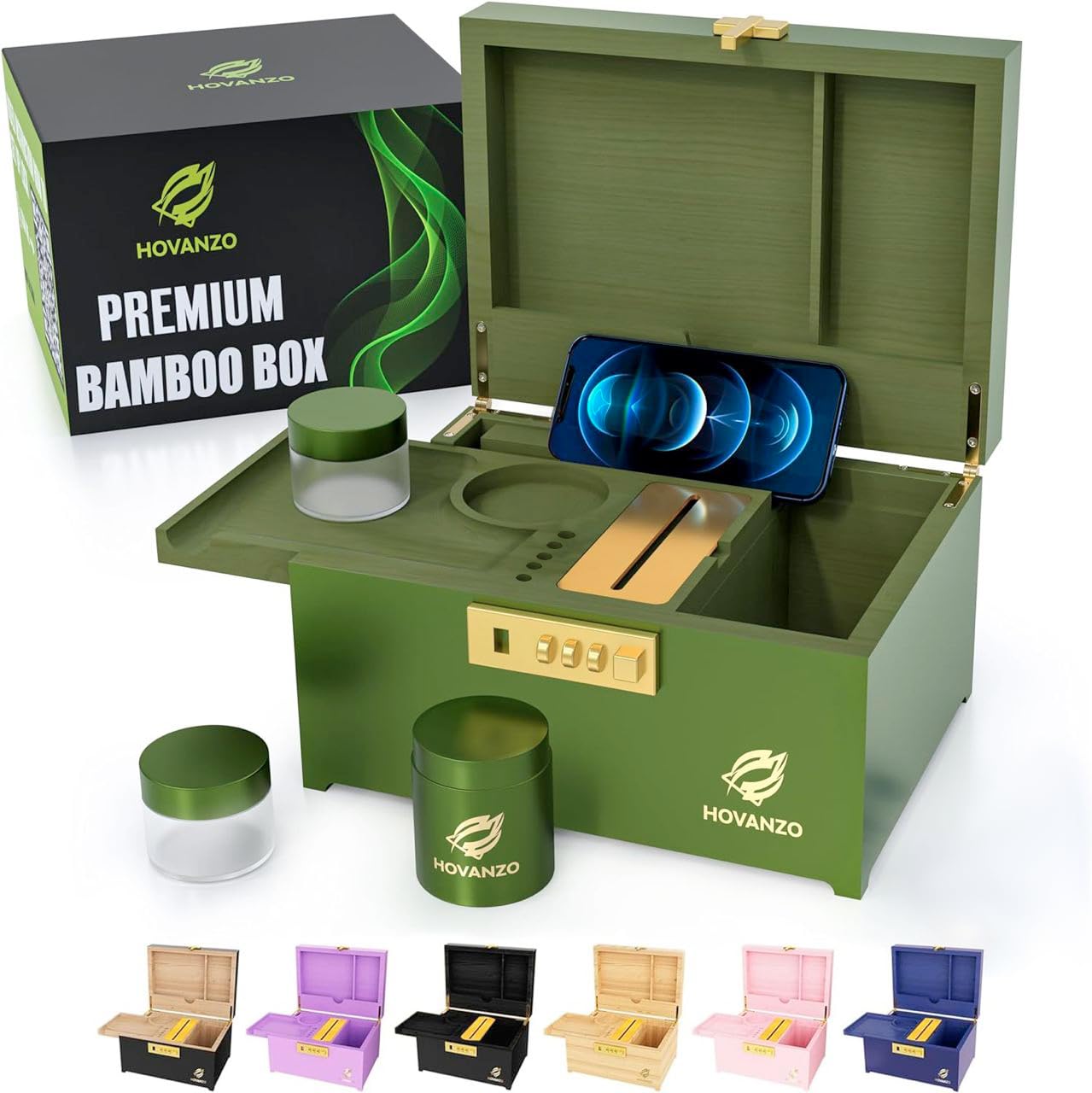 Amazon.com: HOVANZO Upgraded Premium Large Bamboo Box - Locking Storage ...