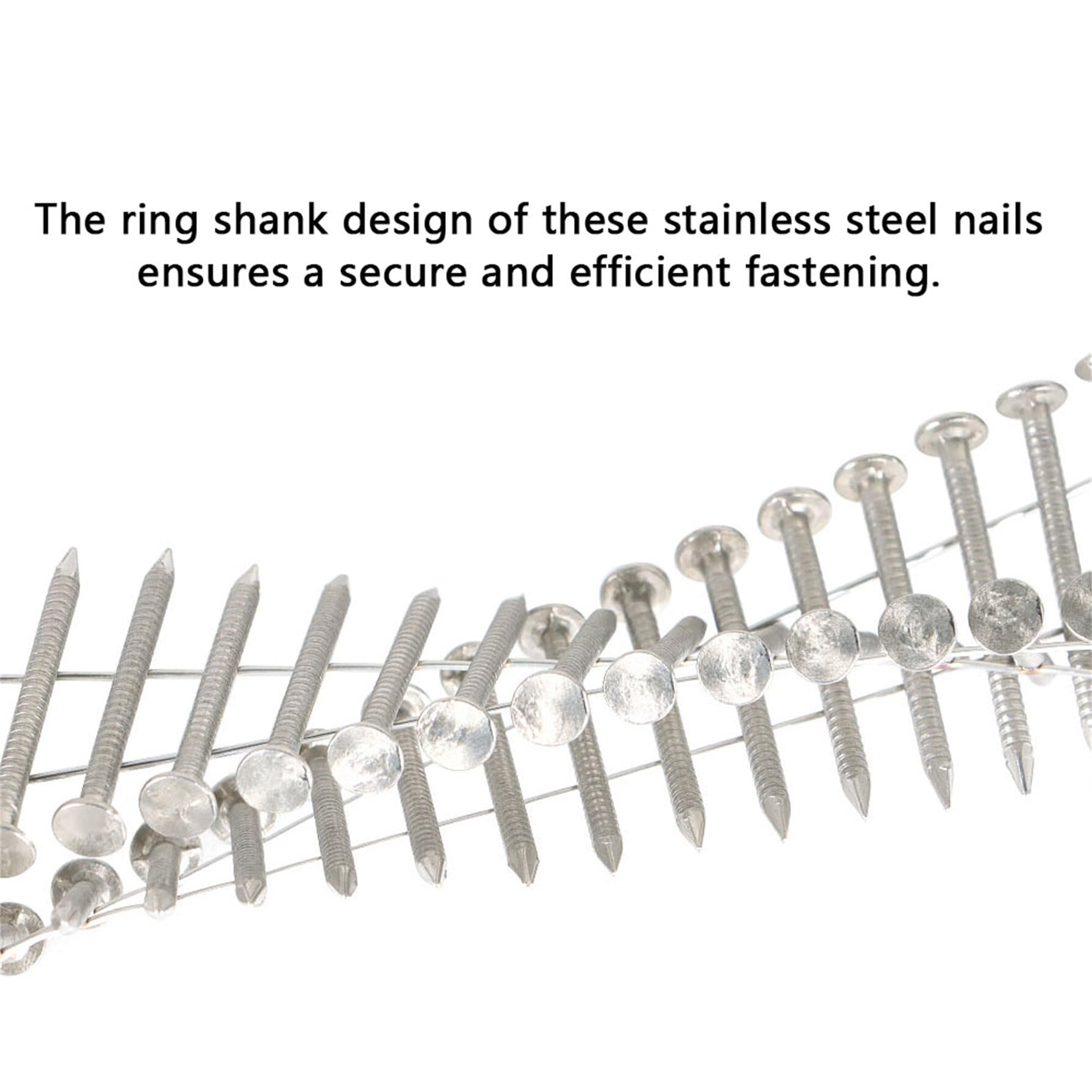 3600Pcs 1-3/4 x 0.09 Inch Coil Roofing Ring Shank Siding Nails 15 ...