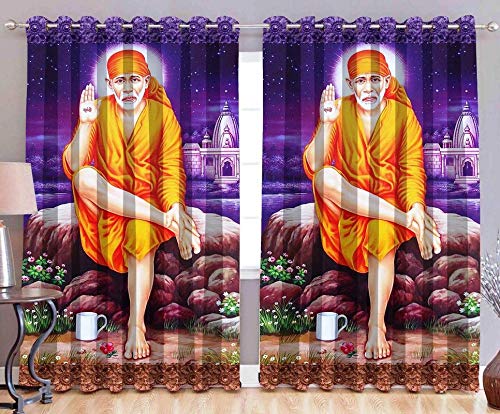 Buy Akshaan Texo Fab Polyester God Sai Temple 3D Digital Printed ...