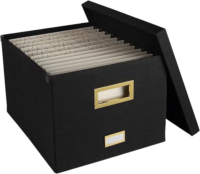 Amazon.com: BLU MONACO Hanging File Box with Lid - Black Document ...