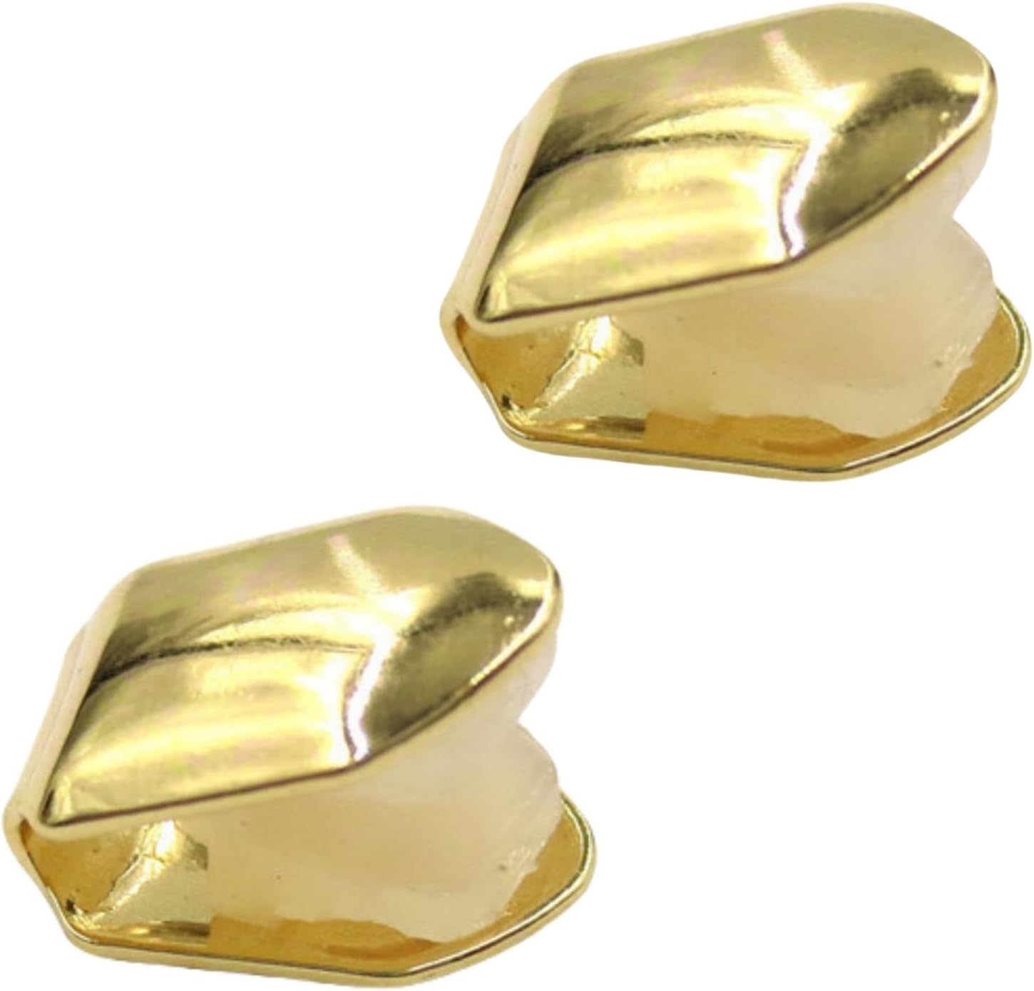 2Pcs Solid Hip Hop Teeth Plain,Shiny Hip Hop Teeth Grill Caps,Gold ...