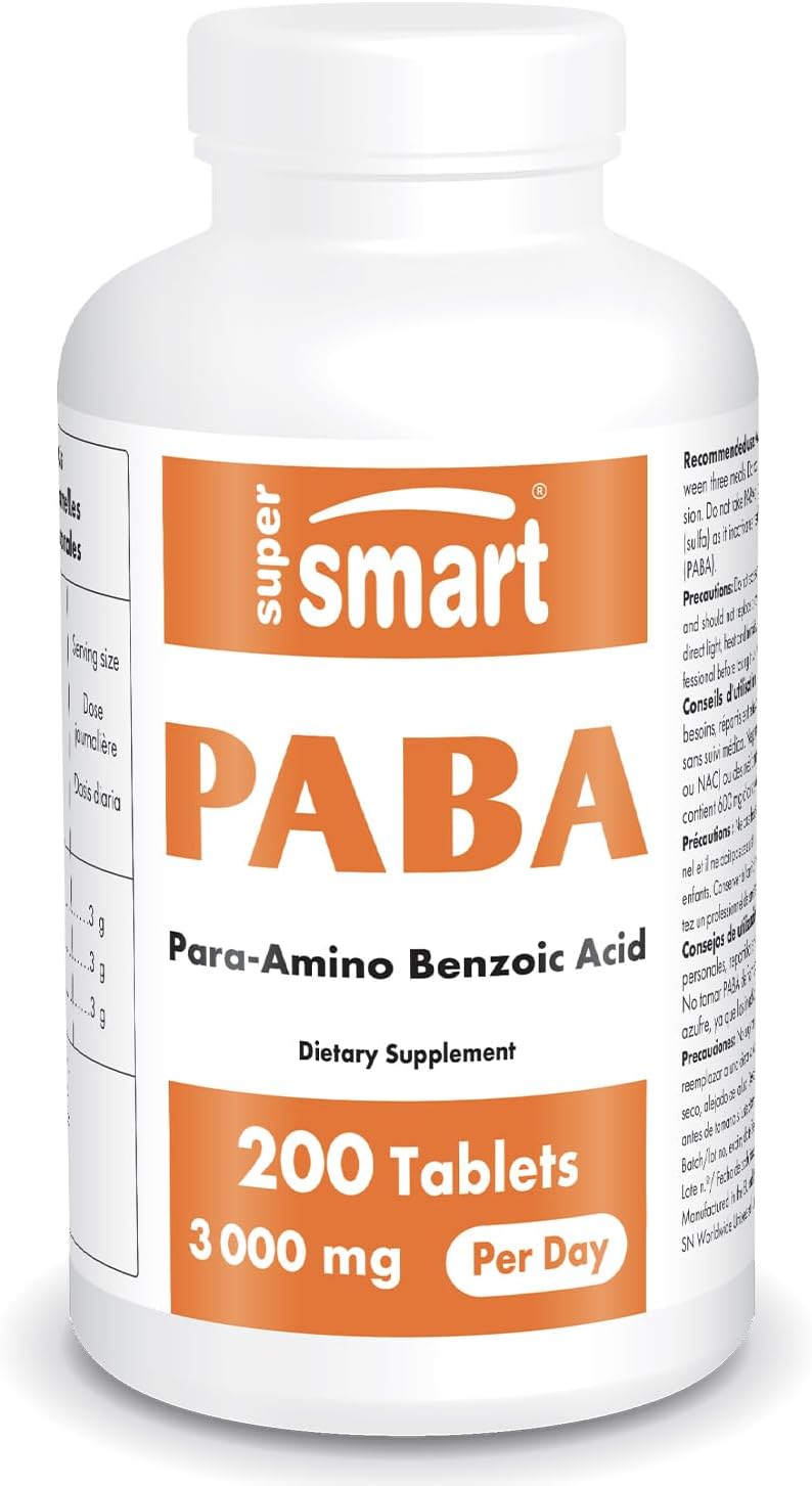 Amazon.com: Supersmart - PABA Supplement 3000mg per Day (para ...