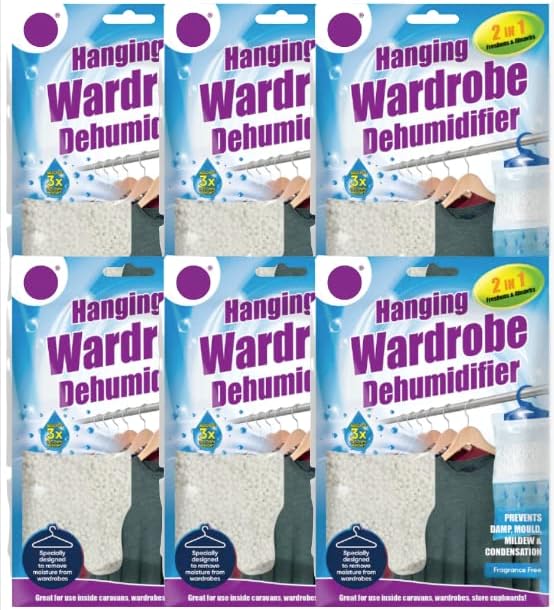 x6 Disposable Wardrobe Dehumidifier Hanging Bags - Specially Designed ...