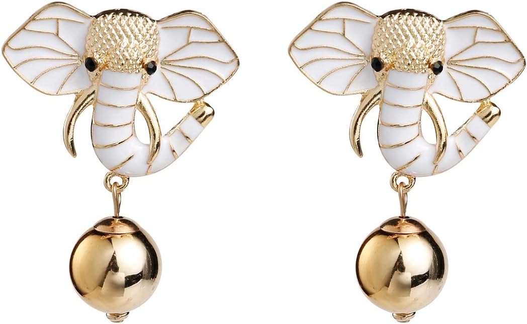 Amazon.com: Enamel Elephant Earrings, African Elephant Animal Dangle ...
