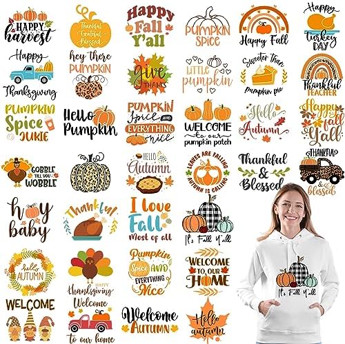 Amazon.com: Whaline 36 Sheet Fall Iron On Transfers Patches Maple ...