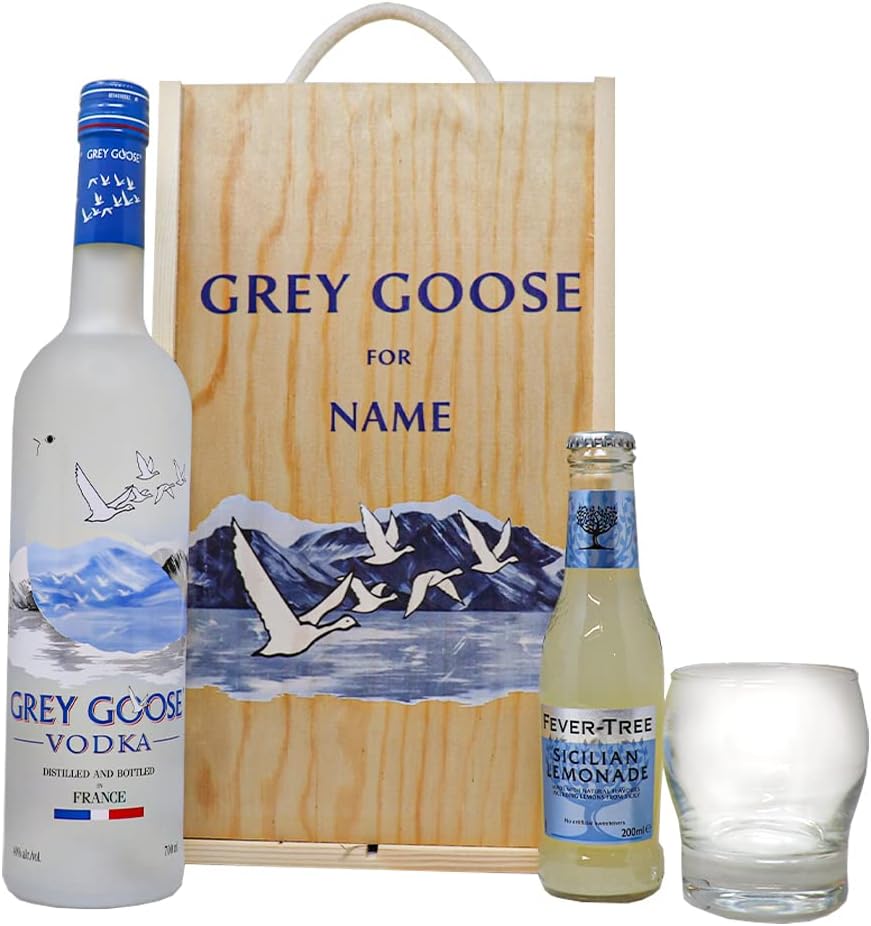 Personalised Grey Goose Vodka Gift Set with Lemonade & Rocks Glass ...
