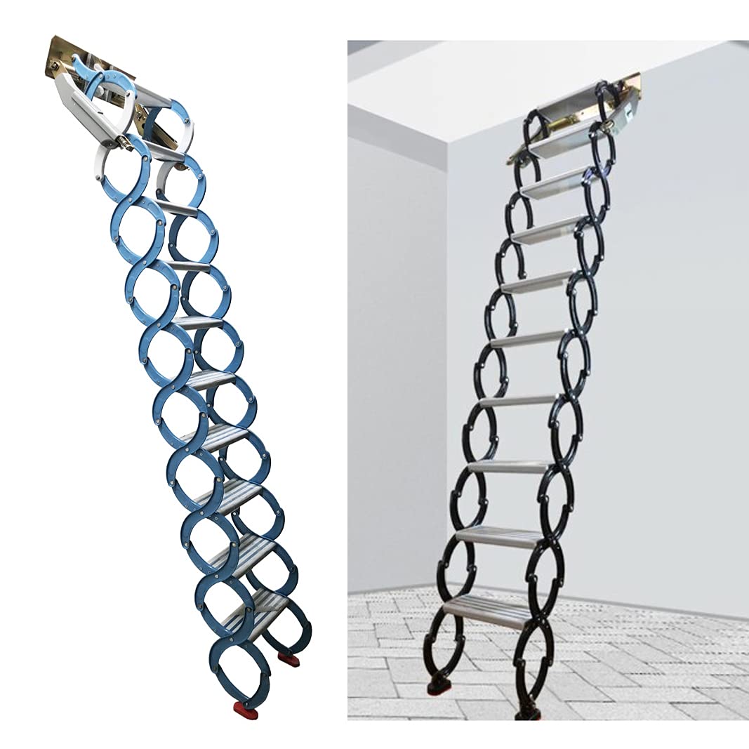 Buy Black Folding Ladder Loft Stair/12pcs Pedals Narrow Wall Mounted ...