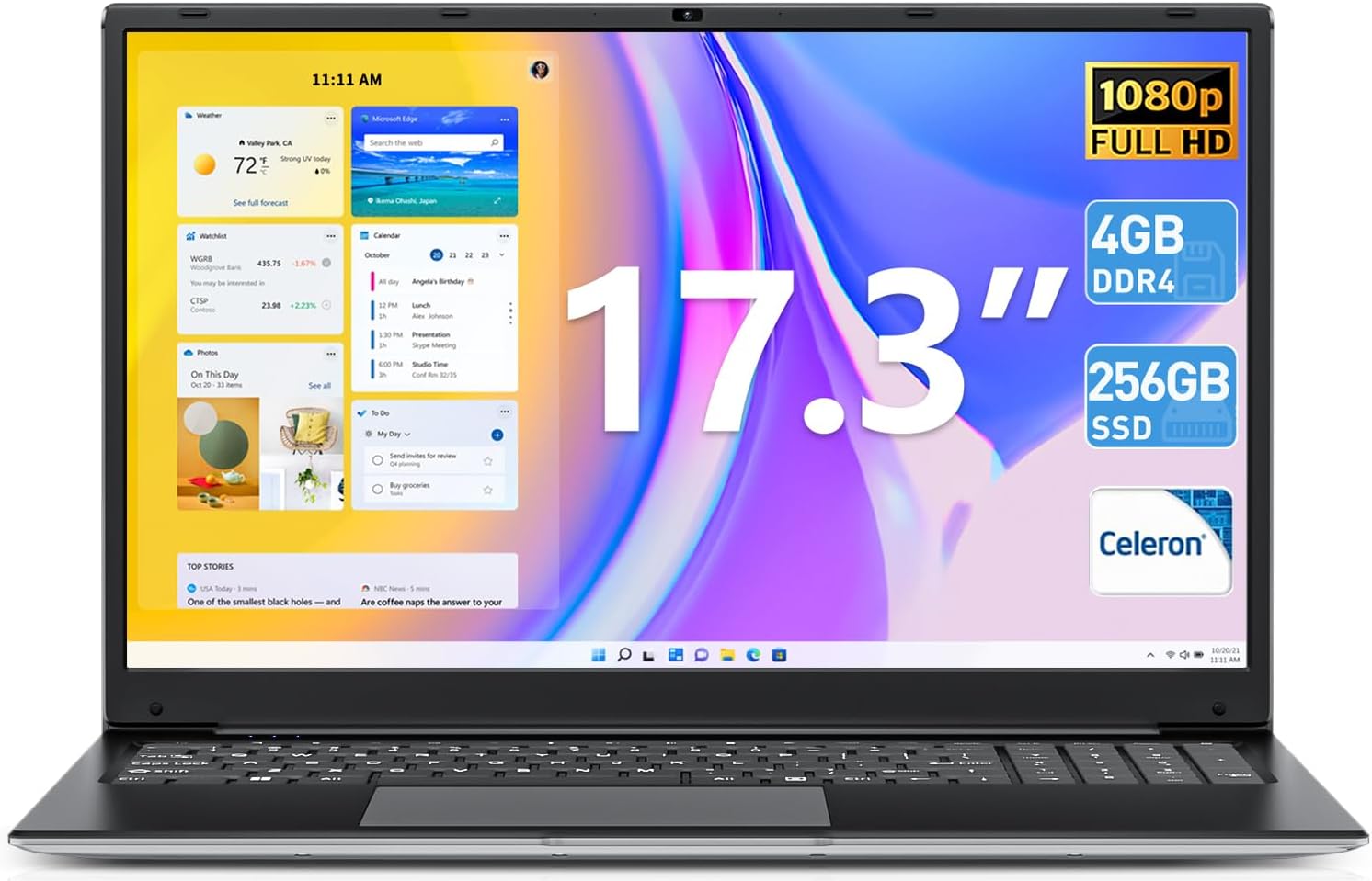 Amazon.com: Naclud 17.3 Inch Laptops Computer, 4GB DDR4 256GB SSD ...