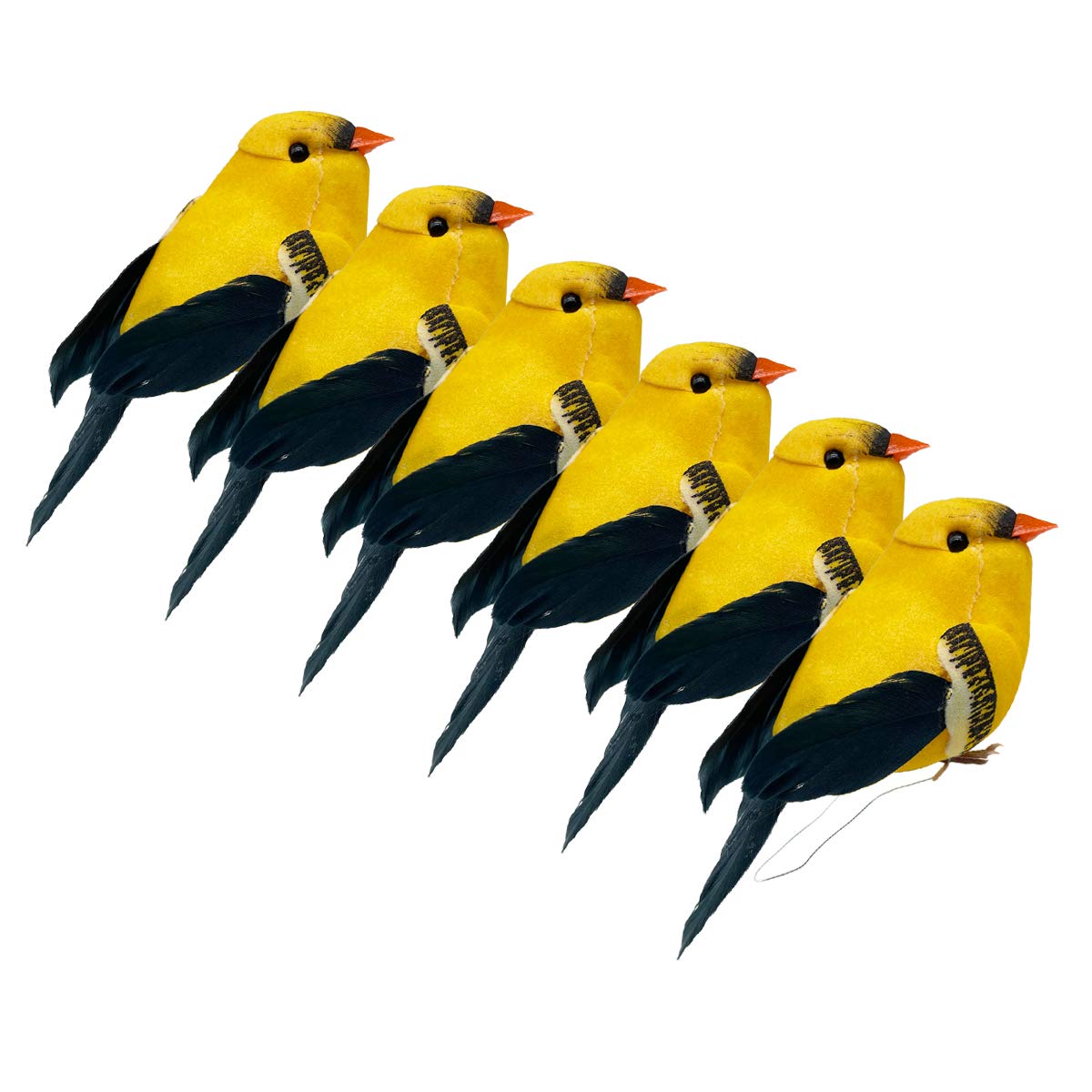 Amazon.com: LWINGFLYER 6PCS Small Artificial Birds 3.5" Yellow Bird ...