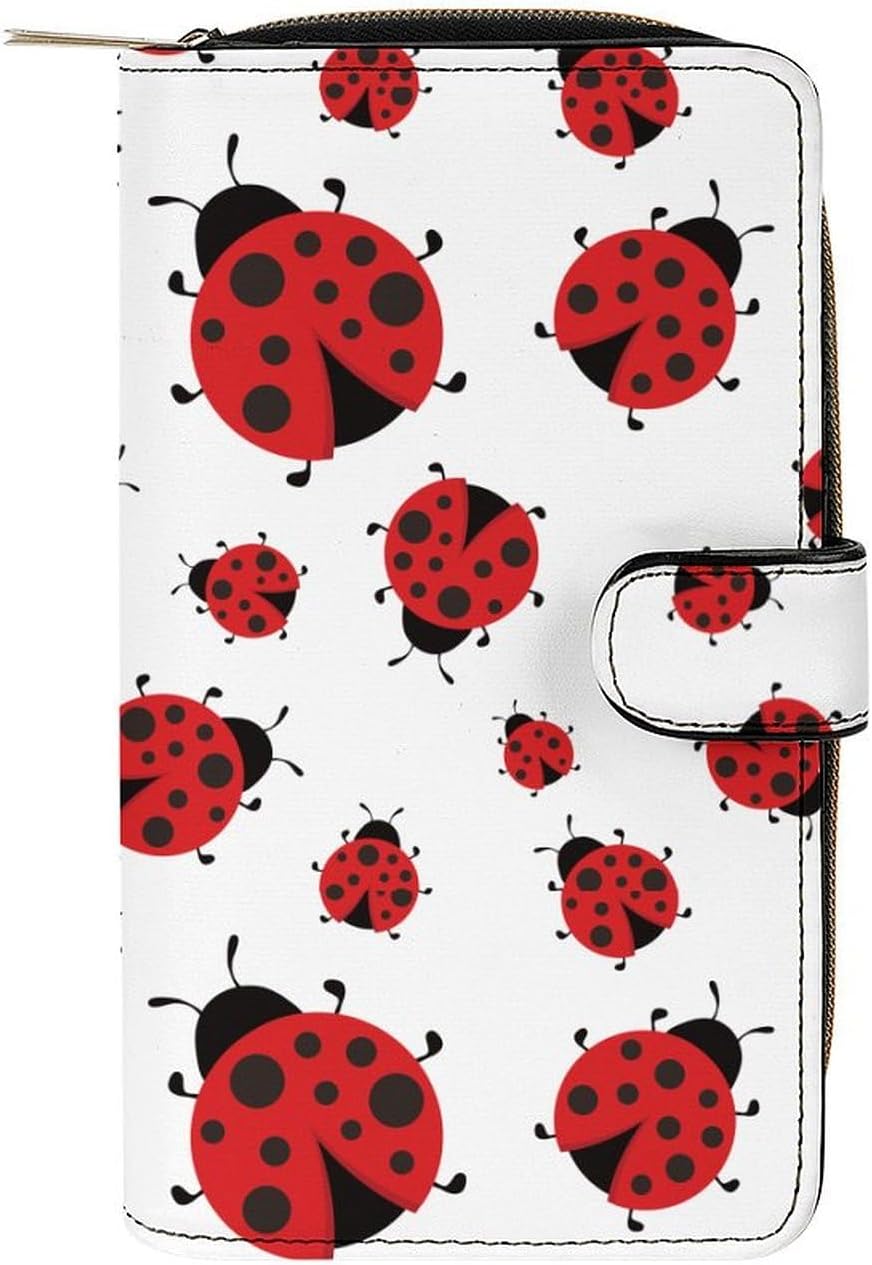 Amazon.com: LYAHVGU Cute Red Ladybug Cartoon Pattern Leather Wallets ...