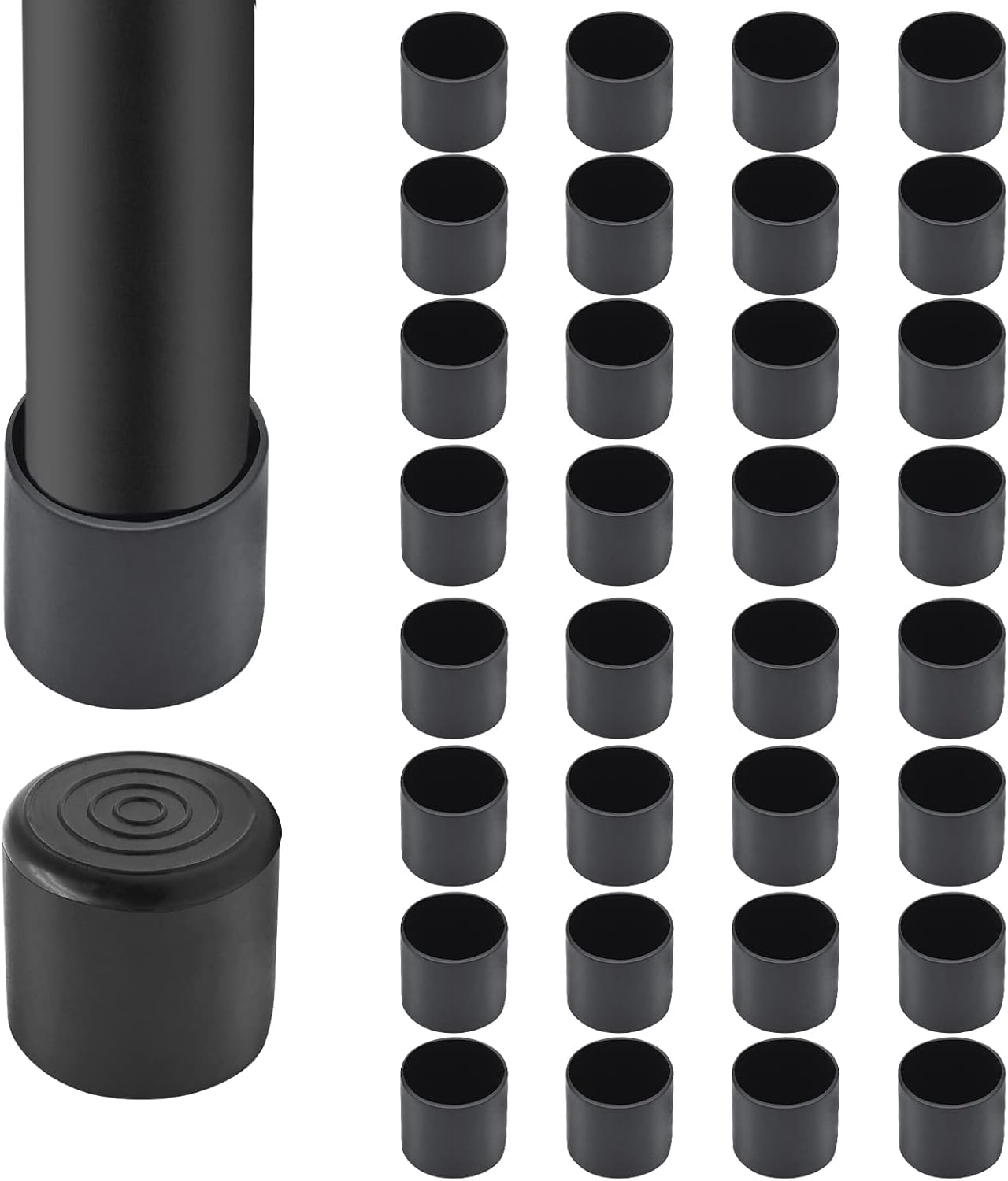Auvotuis 32Pcs 1 Inch (25mm) Chair Leg Tips Caps, Round PVC Non-Slip ...