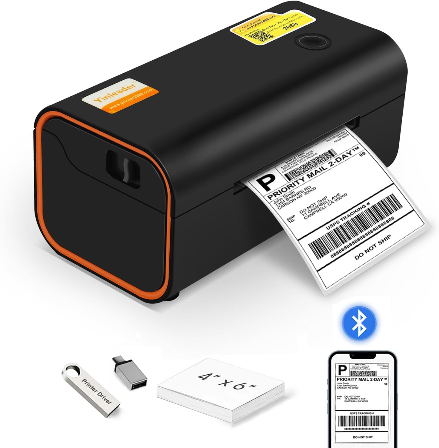 Amazon.com: Yinleader Shipping Label Printer, 4x6 Thermal Bluetooth ...