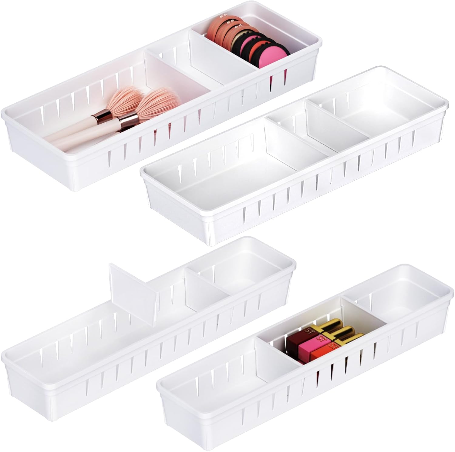 Amazon.com: Pluspace Desk Drawer Organizer Tray 4 PCS Plastic Office ...