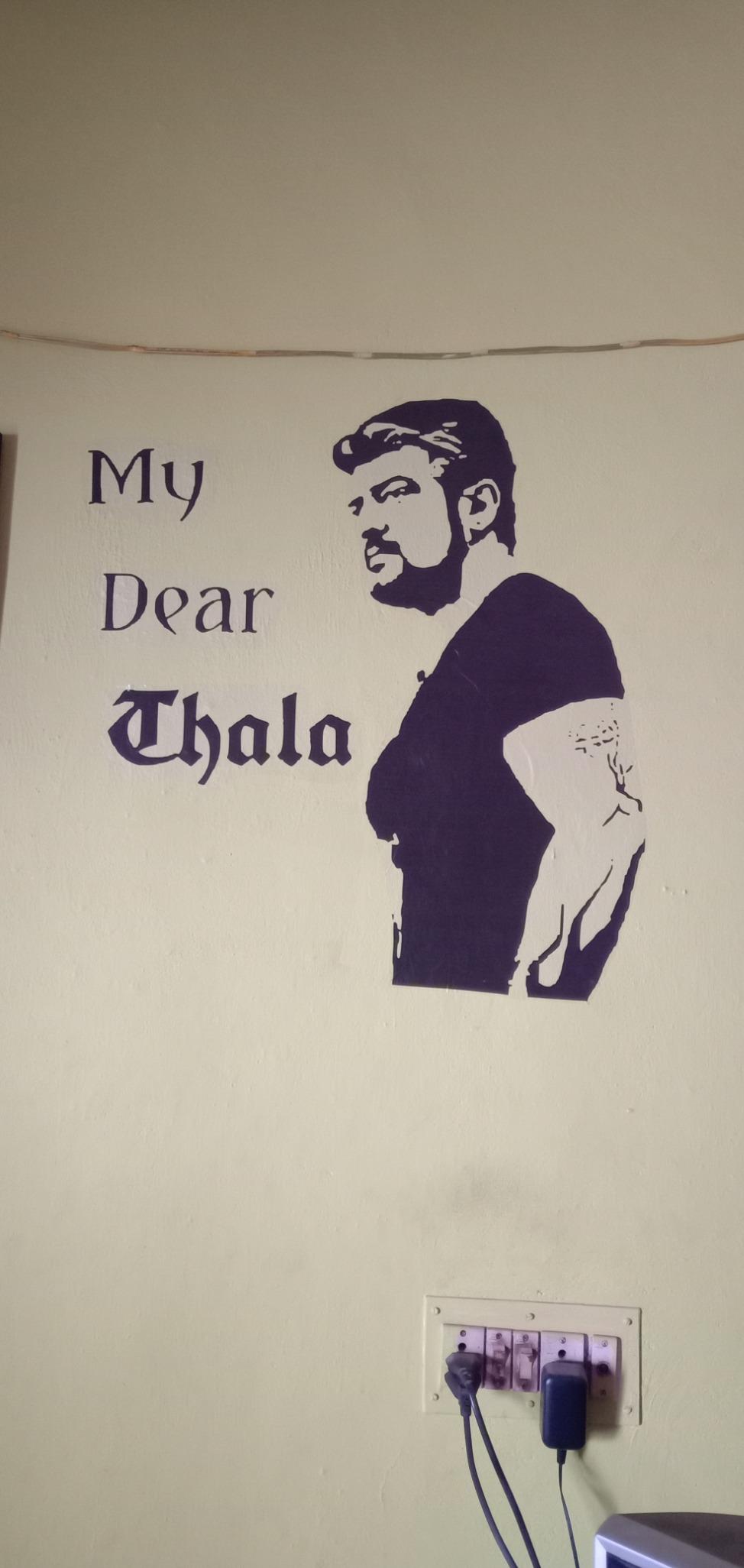 fuzzy Vinyl Thala Ajith Wall Sticker, 75 x 70 cm, Black : Amazon.in ...