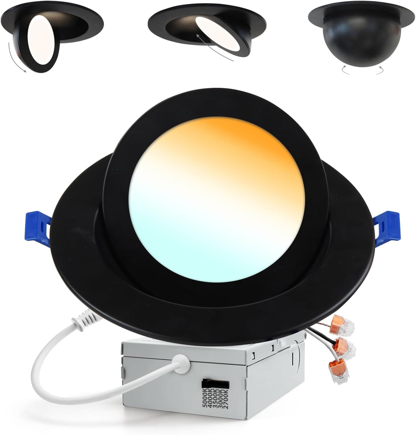 Amazon.com: Adetu 6 Inch 5CCT Gimbal Led Recessed Lighting, 360°+90 ...