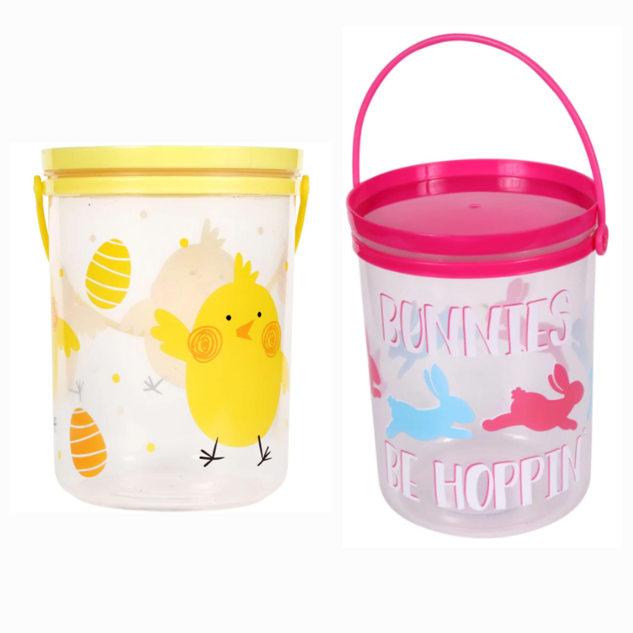 Amazon.com: DADE Easter Day-Themed Plastic Buckets with Lids & Handle ...