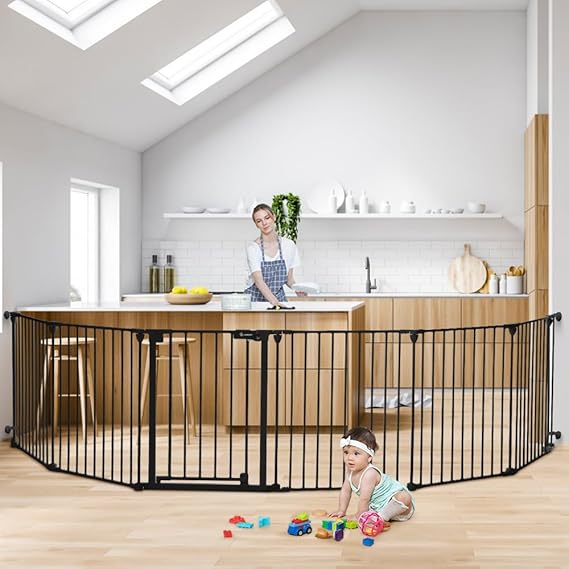 Amazon.com: COMOMY 150" Extra Wide Baby Gate with Door, Dog Gates for ...