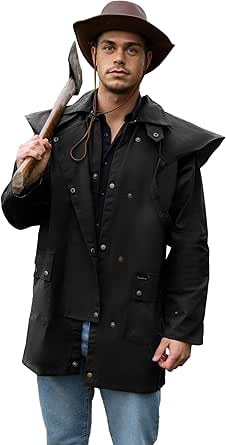 Amazon.com: RESISTANCE Oilskin Cotton Western Short Duster Jacket ...