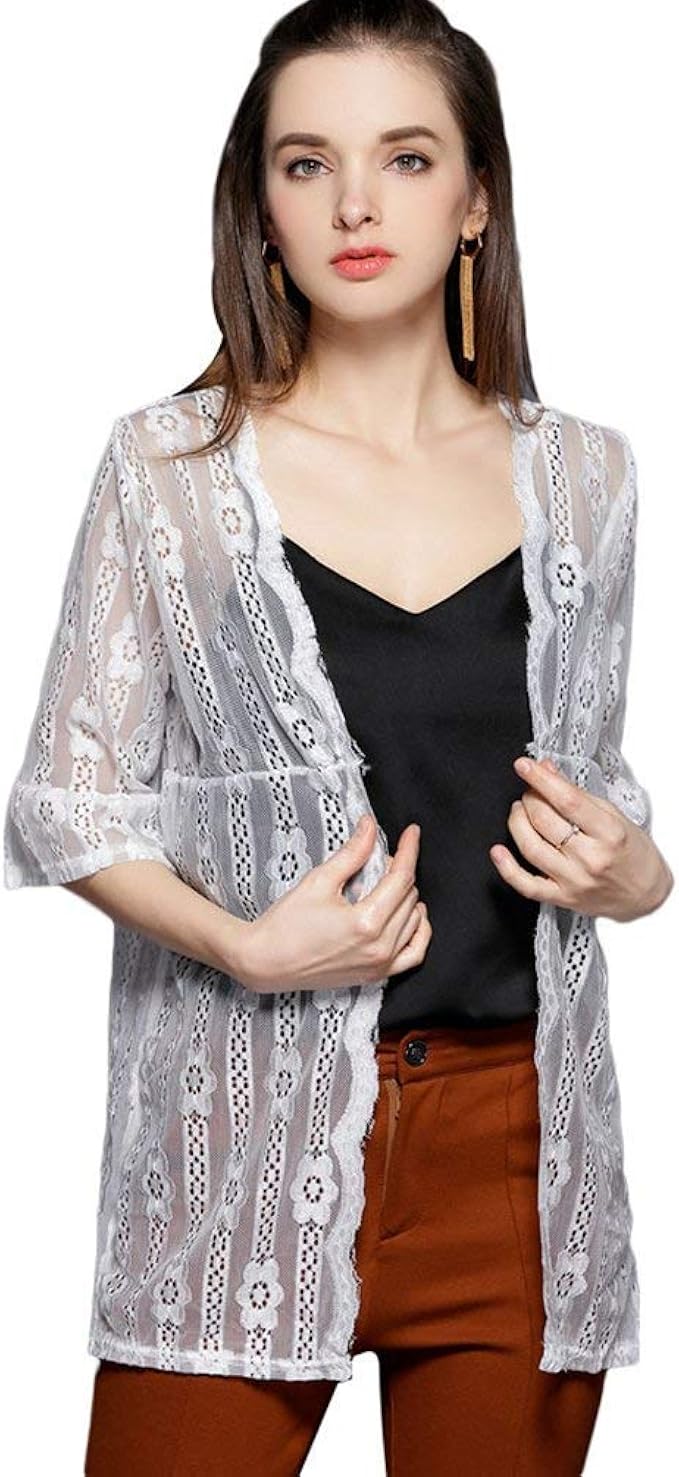 Cardigan Ladies Summer Transparent Fashion Outerwear Elegant Lace Half ...