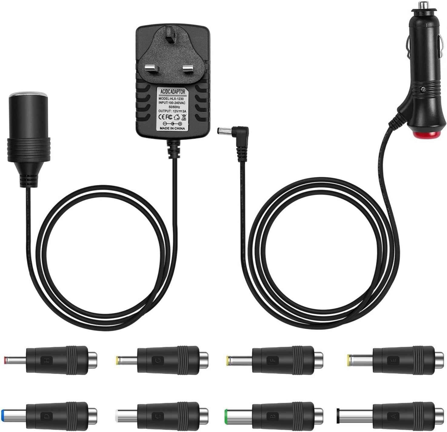 Hoembpn Car Power Inverters Car Plug Adapter 240V 3A AC Mains to 12V DC ...