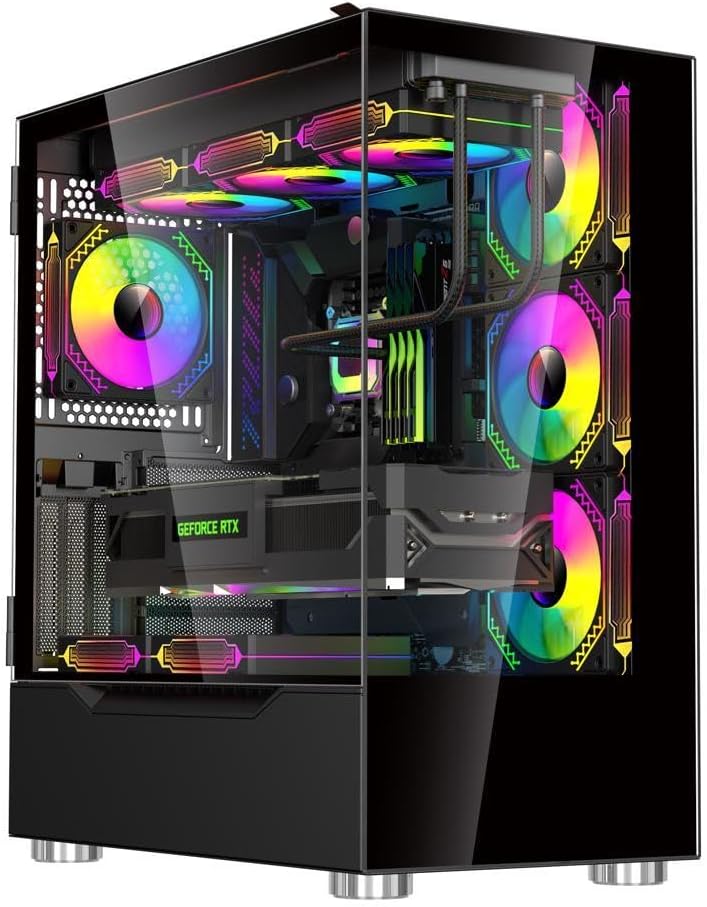 Amazon.com: DIYPC ARGB-Q18-BK Black USB3.0 ATX Mid Tower Gaming ...