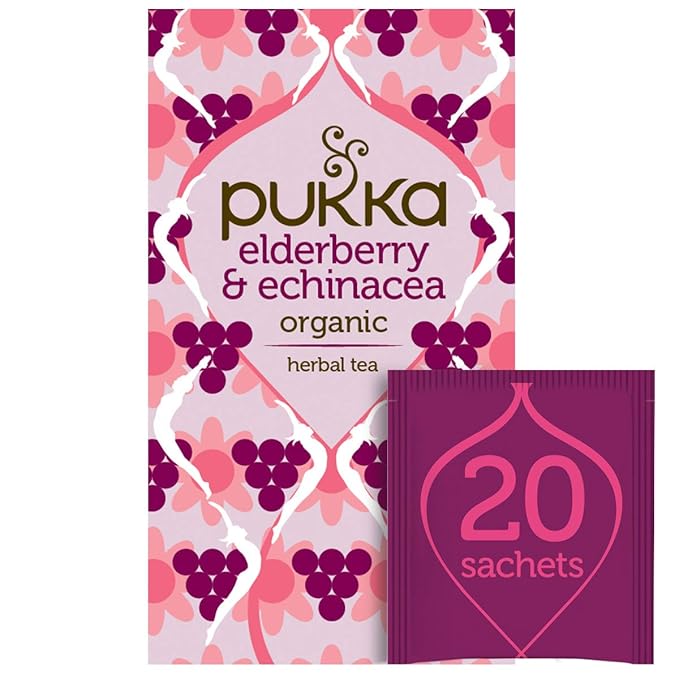 Amazon.com : Pukka Elderberry & Echinacea Organic Herbal Tea, Perfect ...